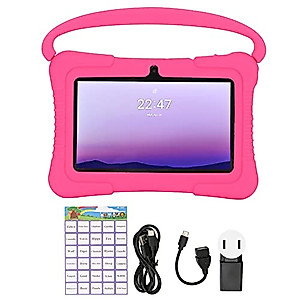 DAUERHAFT 7in Kids Tablet, 1024x600 110-240V Toddler Tablet 2GB 32GB with Protective Cover for Entertainment for Android 10 (US Plug)