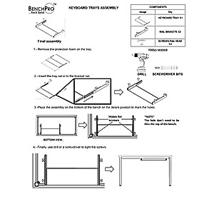 Keyboard Tray Under Desk, Powder Coated Steel Construction, Slide Out Large Keyboard Mouse Keyboard Tray Kit 9"D x 27"W - by BenchPro