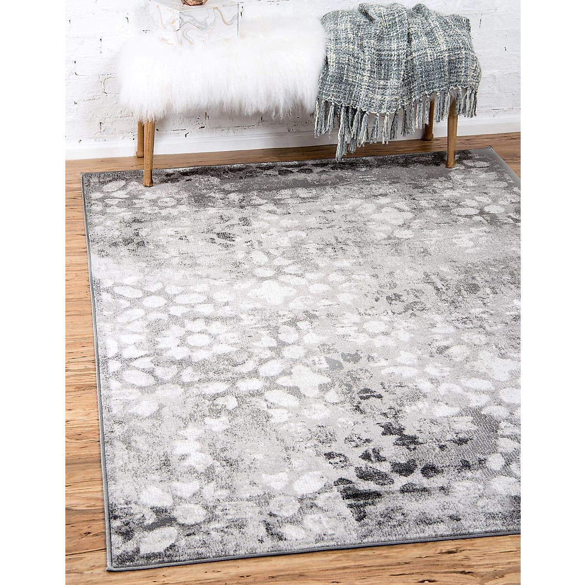 Unique Loom Sofia Collection Area Rug - Larvotto (6' 1" x 9' Rectangle, Dark Gray/ Ivory)