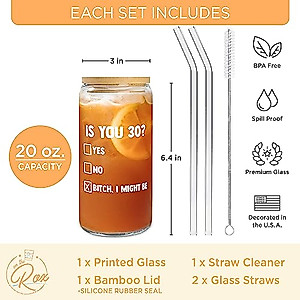 30th Birthday Gifts For Her - “Is You 30?” Soda Can Glass 20oz  w/ Bamboo Lid & Glass Straw Set - Aesthetic 30 Year Old Birthday Gift for Daughter, Sister, Wife - 30th Birthday Decorations for Women