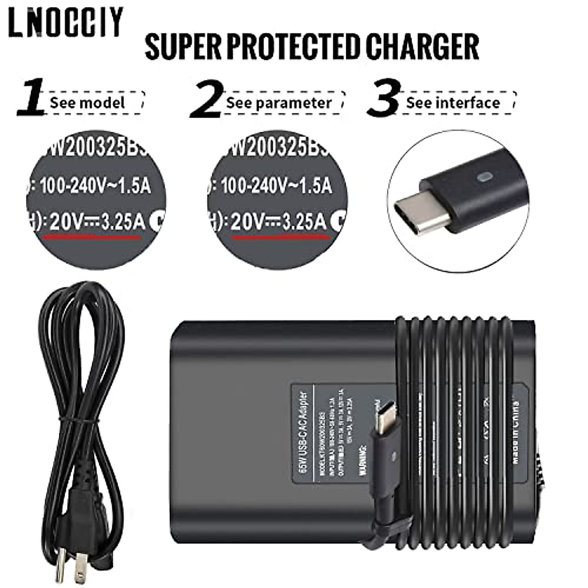 45W 65W USB C Laptop Charger for Dell Laptop Charger Latitude 7420 7370 7380 7390 7275 7280 5420 5430 5290 2in1 7430 7330 9430 3300 3400 3500 3510 5290 Inspiron 14 7437 Power Supply Cord