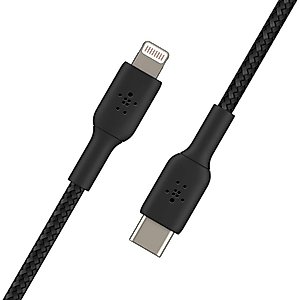 Belkin BoostCharge Nylon Braided USB C to Lightning Cable 3.3ft/1M - MFi Certified 18W Power Delivery iPhone Charger Cord - Apple Charger USB C Cable - Fast Charging for iPhone 14, iPhone 13 - Black