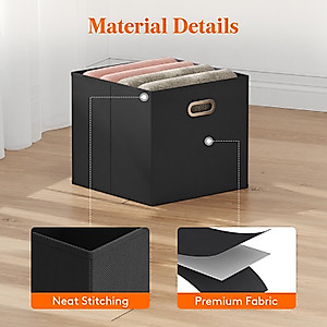 Lifewit 13 Inch Cube Storage Bins, 6 Packs Cube Storage Organizer, Foldable Decorative Fabric Storage Baskets for Organizing Home Organizers with Metal Handles for Shelves, Closet, Black