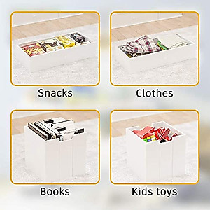Timy Toy Storage Organizer with 2 Drawers, Wooden Toy Organizer Bins, Kids Bookshelf for Reading, Storing, Playing, White
