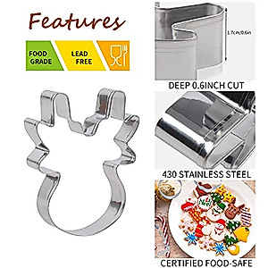 DERAYEE 10Pcs Christmas Cookie Cutters, Christmas Metal Cookie Cutter Shapes Snowflake, Snowman, Candy Cane Stainless Steel Cookie cutters for Baking