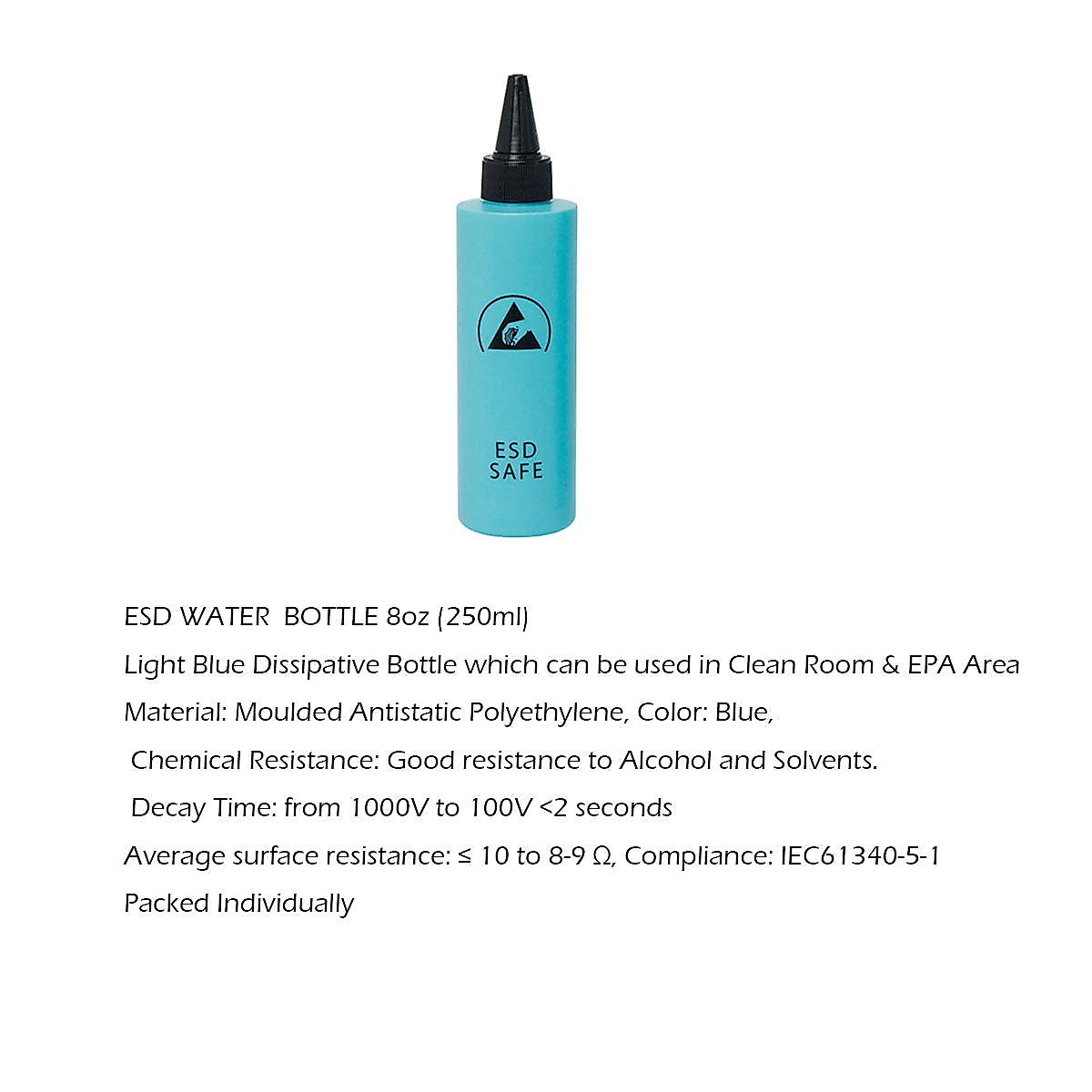 ESD Safe Squeeze Bottle,Alcohol Acetone Solvent Oil Dispenser,Squirt Water Bottles,Static Dissipative (500ml, Blue, 1)