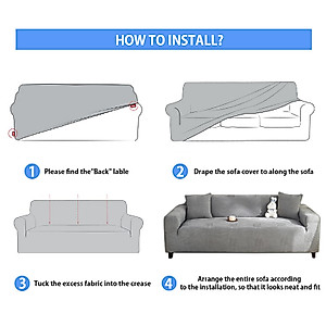 TongBF Stretch Fabric Sofa Cover Corner Cover for 1/2/3/4 Seater, Chair, Recliner, Sectional Sofa with Pillowcase As A Gift (Jacquard-Blue, 4 Seater)