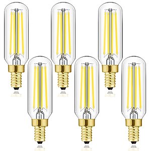 E12 LED Dimmable 8W Equal 100 watt Daylight 4000K T6 T25 E12 Candelabra Bulb for Chandeliers,Ceiling Fan,Pendant,Wall sconces AC120V 800LM e12 Light Bulb 6Pack