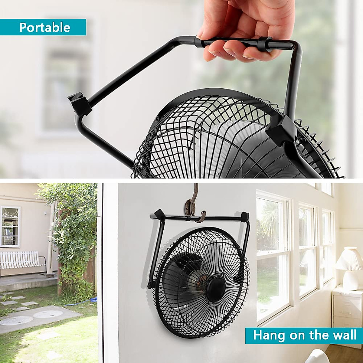 9 Inch USB Rechargeable Desk Fan, 6700mAh Battery Operated Fan, Mini Portable Table Fans with 2 Speeds Strong Airflow, Quiet and 360°Rotate, Desktop Small Personal Fan for Home Office Outdoor Travel