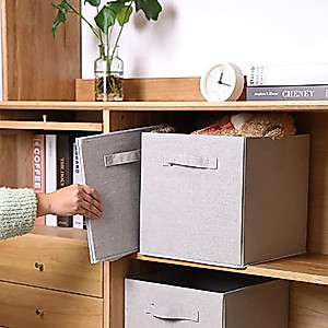 BOMKEE Collapsible Storage Bins, Closet Organizers and Storage Cubes Clothings and Toys Storage Baskets with Handles (Set of 4, 12*12*12inch)