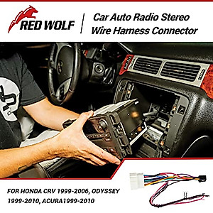 RED WOLF Pioneer Radio Stereo Wiring Harness Connector Amp Amplifier/SWC Plug Replacement for Honda CRV 1999-2006, Odyssey 1999-2010, Acura1999-2010