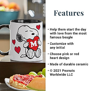 Let's Make Memories Personalized PEANUTS Snoopy Initial Heart Mug - Pink