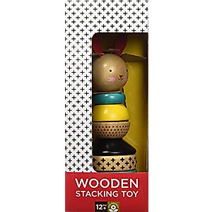 Petit Collage Modern Bunny Wooden Stacking Toy – Solid Wooden Stacking Rings for Kids, Activity Toys Designed with Safe Materials – Active Toy for Babies and Toddlers 12+ Months