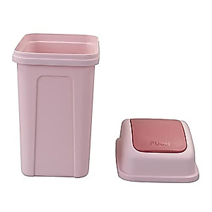 Innouse 7 L Small Garbage Can with Swing Lid, 1.8 Gallon Indoor Trash Bin with Lid (Pink)