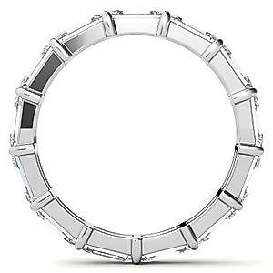 Love Band Moissanite Engagement Band for Women, Wedding Band 2.00 CT, Colorless, VVS1 Clarity Emerald Cut Moissanite Band in Sterling Silver, Promise Ring For Her (7)