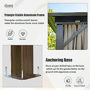 Domi 10’ x 10’ Hardtop Gazebo Canopy Outdoor Aluminum Gazebo, Galvanized Steel Single Roof with Curtains and Netting for Deck, Backyard, Patio, Garden