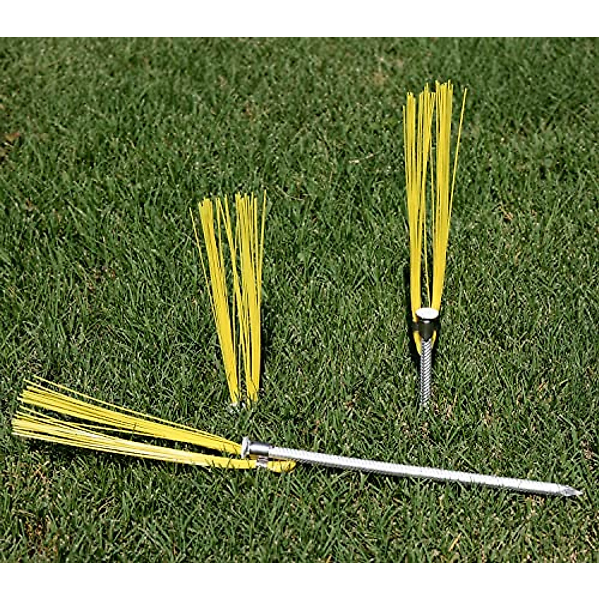 Trail Chasers Ground Markers Yellow 6 Inch Marking Whiskers with Lightweight Non-Rust Aluminum Stakes (Pkg of 25)