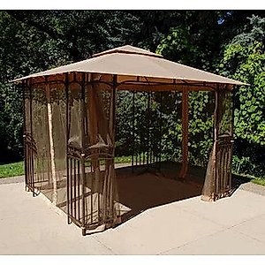 Garden Winds 11 x 9 Curved Corner Panel Gazebo Replacement Canopy Top Cover and Netting - RipLock 350