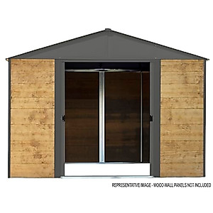 Arrow 10' x 8' Ironwood Galvanized Steel Hybrid Outdoor Shed Kit, Anthracite