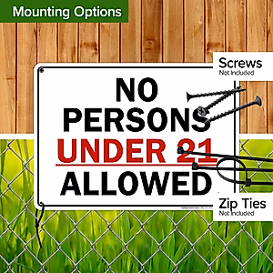 No Persons Under 21 Allowed Sign, 10x14 Inches, Rust Free .040 Aluminum, Fade Resistant, Made in USA by My Sign Center