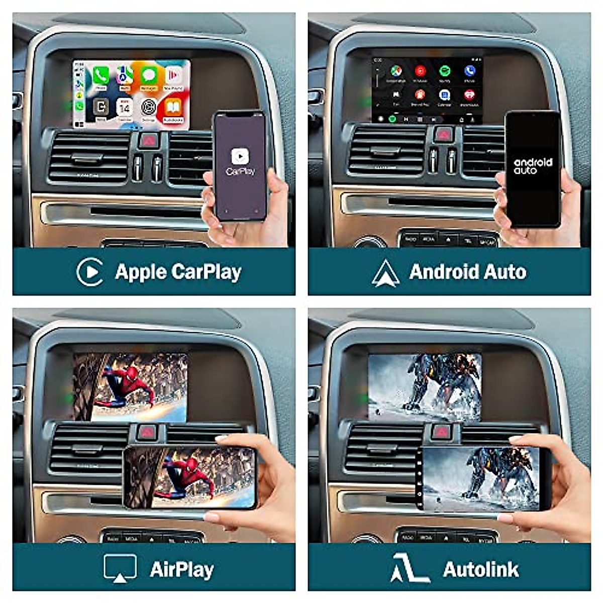 NINETOM Wireless Carplay Retrofit Kit Decoder for Volvo XC60 S60L V40 2014-2017 Year, Support Android Auto, Mirror Link, Rear Camera, Original Car Function