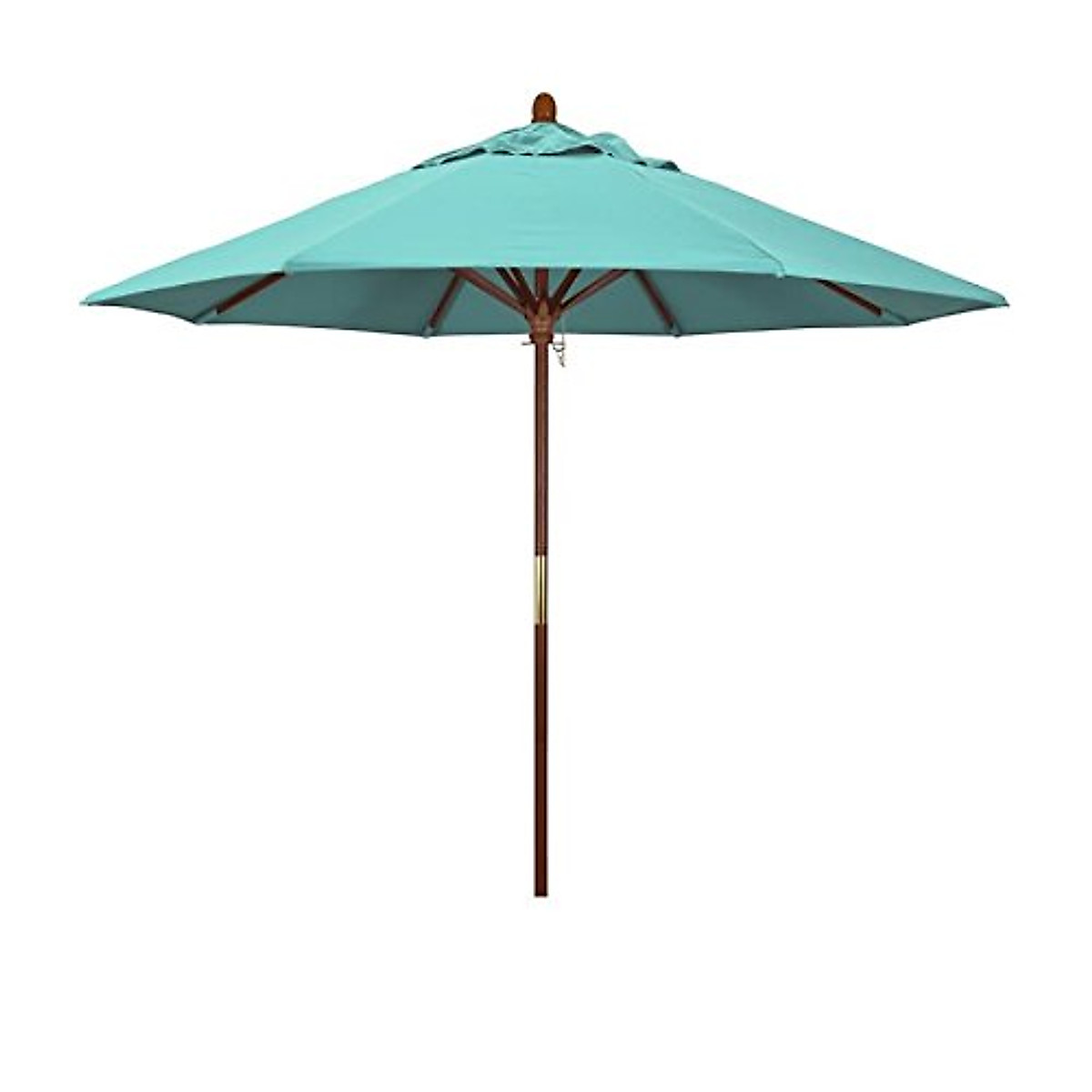 California Umbrella 9' Grove Series Patio Umbrella With Wood Pole Hardwood Ribs Push Lift With Sunbrella 1A Aruba Fabric