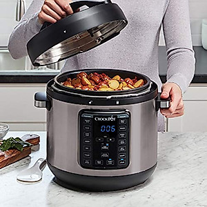 Crock-Pot 8-Quart Multi-Use XL Express Crock Programmable Slow Cooker and Pressure Cooker with Manual Pressure, Boil & Simmer, Black Stainless