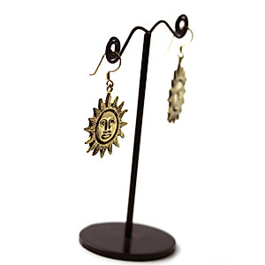 Bronze Bohemian Hippie Boho Sun Drop Dangle Earrings Fish Hook Charm Vintage Thailand Made Jewelry