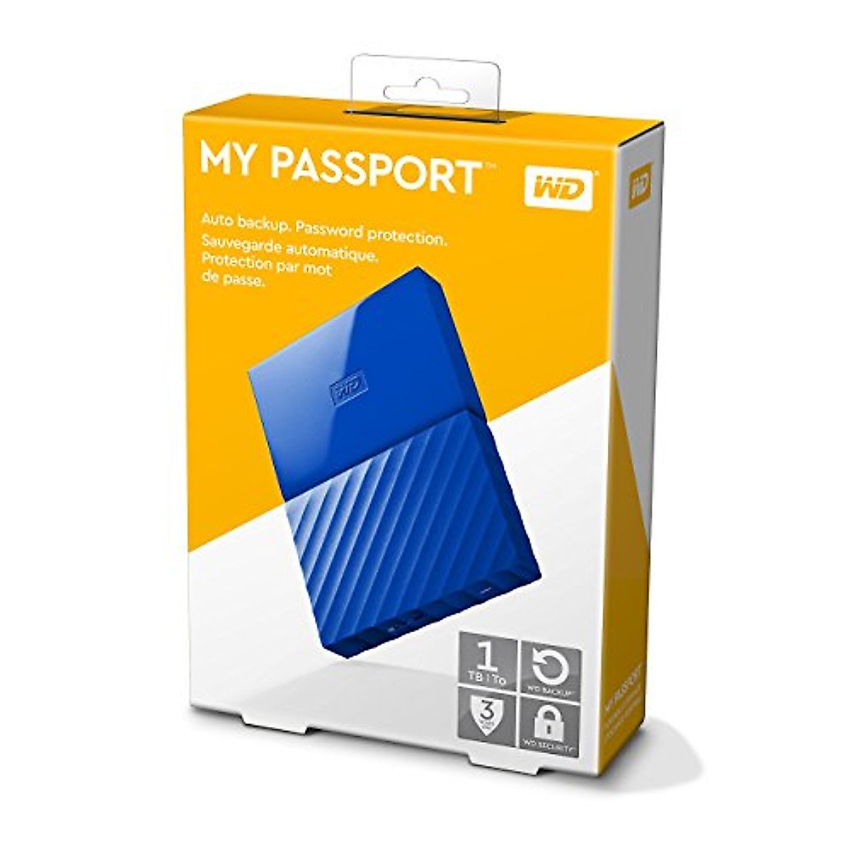 WD 1TB Blue My Passport Portable External Hard Drive - USB 3.0 - WDBYNN0010BBL-WESN (Renewed)