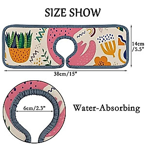 Kitchen Faucet Absorbent Mat 4 Pieces Cute Spring Flower Cat Faucet Sink Splash Guard Bathroom Counter and RV,Faucet Counter Sink Water Stains Preventer