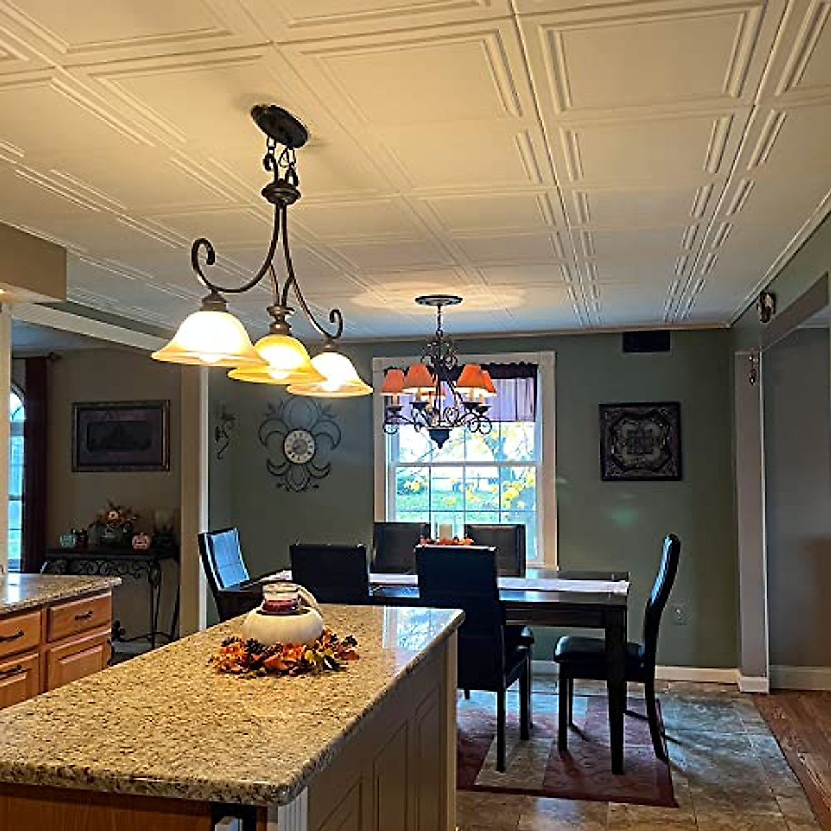 A La Maison Ceilings R24 Line Art Foam Glue-up Ceiling Tile (21.6 sq. ft./Case), Pack of 8, Plain White