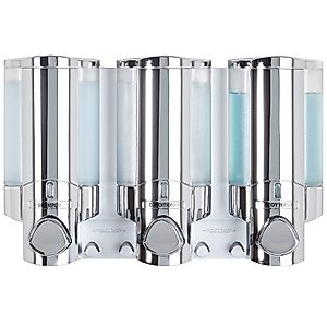 Better Living Products Aviva Shower Dispenser 3, Shampoo and Soap Dispenser, 3 x 11 fl. oz. Chrome, 11.2 x 3.5" x 7"