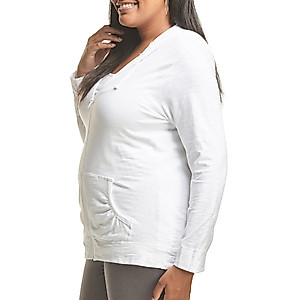 JUST MY SIZE womens Slub-cotton Full-zip Lightweight Women's Hoodie Sweatshirt, White, 1X US