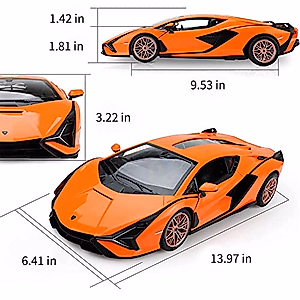 ZMZ Lamborghini Remote Control Car,1:14 Scale Lamborghini SIAN Toy Car Officially Licensed Fast Rc Cars with Open Door Led Light 2.4Ghz Model Car for Adults Boys Girls Birthday Ideas Gift(Orange)
