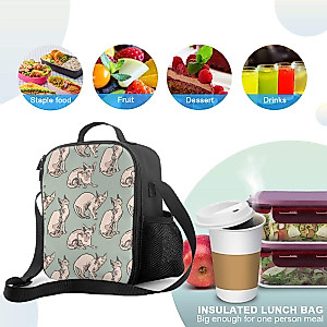 Hairless Naked Cats Sphynx Cats Lunch Bags Box Reusable Insulated Cooler Durable Portable Office Work School,For Women Men