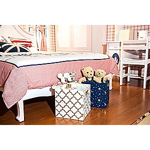 Posprica Collapsible Storage Bins,11×11 Fabric Storage Baskets, Set of 4, Cream-Gold Lantern