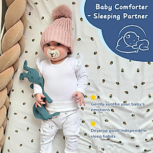 ZIGJOY Bunny Lovey Muslin Cotton Baby Security Blanket Soft Breathable Lovies for Babies Gifts for Newborn Infant Toddler Boys and Girls, Blue