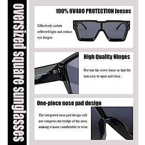 KENBO Oversized Sunglasses for Women Men Trendy Square Sun Glasses One Piece Lens Big Sunglasses