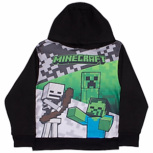 Minecraft Boys 2 Piece Fleece Pants Sets, Pullover Hoodie and Jogger Set for Boys (Black, Size 5/6)