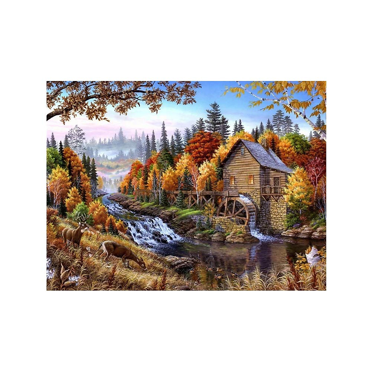 DIY 5D Diamond Painting Full Dril, Xizhendai 5D DIY Embroidery Cross Stitch Paintings Full Round Drill Rhinestone Painting Artwork Home Living Room Bedroom Wall Decor (Farmhouse, 30x40cm)