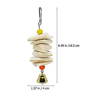balacoo 2 Pcs Parrot Bird Chewing Toy Cuttlebone Beak Grinding Stone Parrot Bite Tearing Toy Bird Cage Toys with Bell for Budgies Hamster Chinchilla Rabbit Random Color