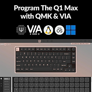 Keychron Q1 Max RGB QMK/VIA Custom Mechanical Keyboard, Hot-Swappable Full Metal Programmable Knob with Gateron Jupiter Red Switch, 2.4 GHz/Bluetooth/Wired Gaming Keyboard for Mac Windows Linux