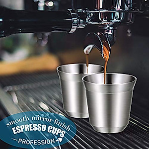 4 Pieces Stainless Steel Espresso Cups 2.7 oz 80 ml Double Wall Insulated Cups Heat Resistant Espresso Coffee Cups Unbreakable Stemless Tumbler Small Cup for Indoor or Outdoor Events Picnics Party