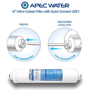 APEC Water Systems 5-TCR-3-8 APEC ULTIMATE Series US Made 10" Inline Carbon Filter with Quick Connector (3/8"), White