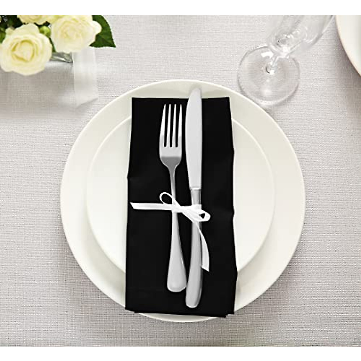 Utopia Kitchen Black Cloth Napkins [12 Pack, 18x18 Inch] Cotton Blend Washable and Reusable Table Dinner Napkins for Hotel, Lunch, Restaurant, Weddings, Event and Parties