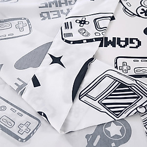 SDIII 3PCS White Gamer Duvet Cover Set Twin, 1 Duvet Cover and 2 Pillowcase, Kawaii Duvet Cover for Kids Girls Boys and Teens, Zipper and Corner Ties