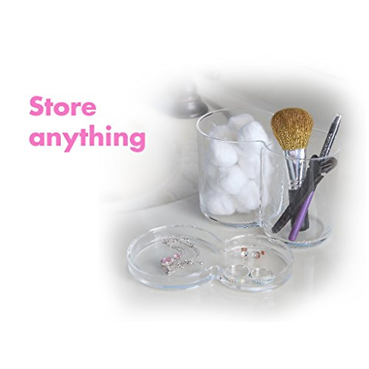 ARAD Acrylic Cotton Ball Holder, Storage Cotton Balls, Bathroom Storage, Makeup Organizer, Acrylic Container, Cotton Ball Organizer, Round Counter Organizer
