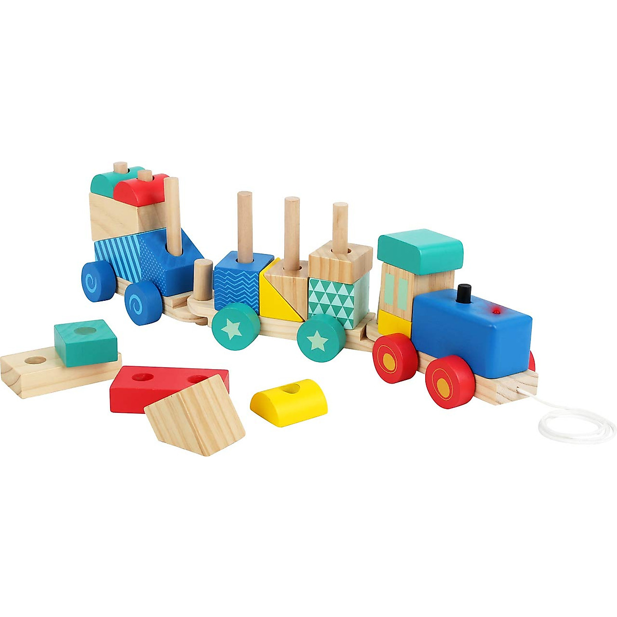 Small Foot Wooden Toys Wooden Train Pull Along and 33 piece Sorting Game designed for children 12+ months