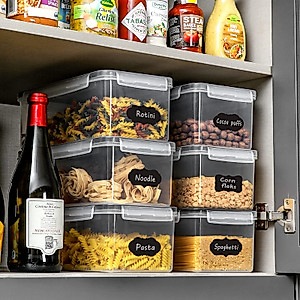 [6 Pack] 3.2L Airtight Pasta, Spaghetti Storage Containers Set with 6 Measuring Cups, BPA Free Plastic Food Containers with Lids for Kitchen, Pantry Organization and Storage