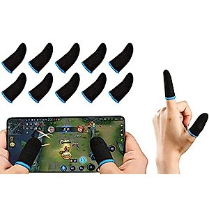 GENDA Finger Sleeves for Gaming | Seamless Anti-Sweat Breathable Finger Sleeve Gloves for Gaming | Thumb Protecor | Finger Covers | Dedales para Dedos Gamer | PUBG Gaming Finger Sleeve | Pack of 10